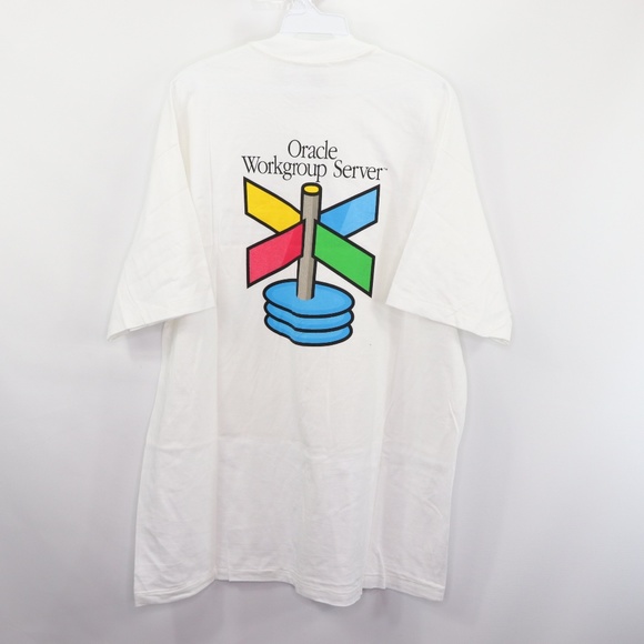 Hanes | Shirts | Vintage Oracle Computers Spell Out Tshirt White | Poshmark
